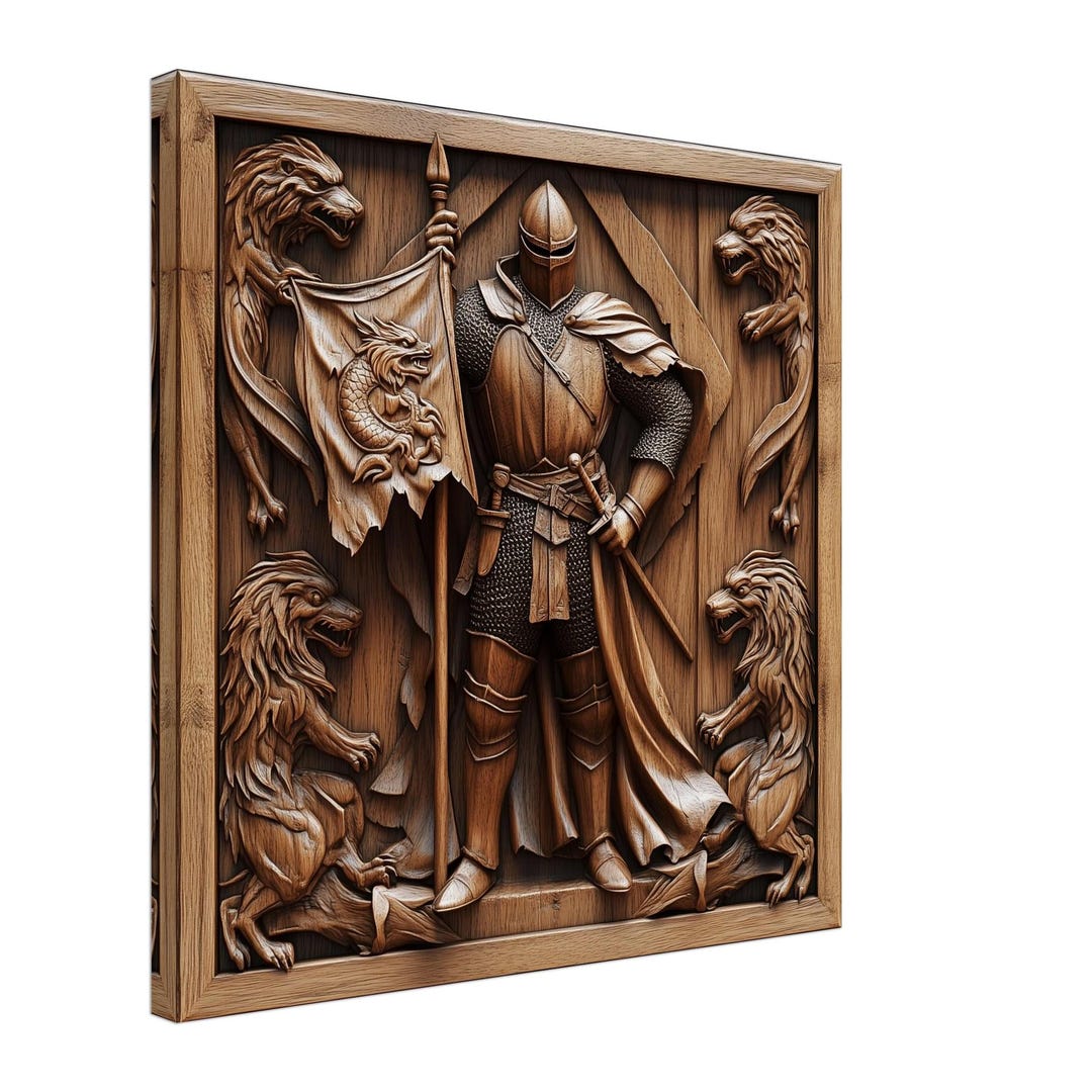 Dragon Banner Knight, Wood Carving Designs of Medieval Guard ...