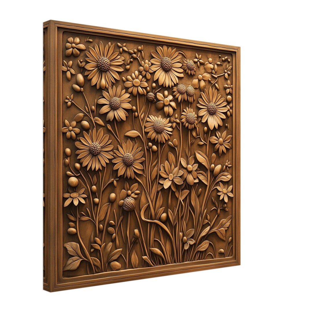 Sunlit Floral Patch, Wood Carving Designs of Garden Flowers ...