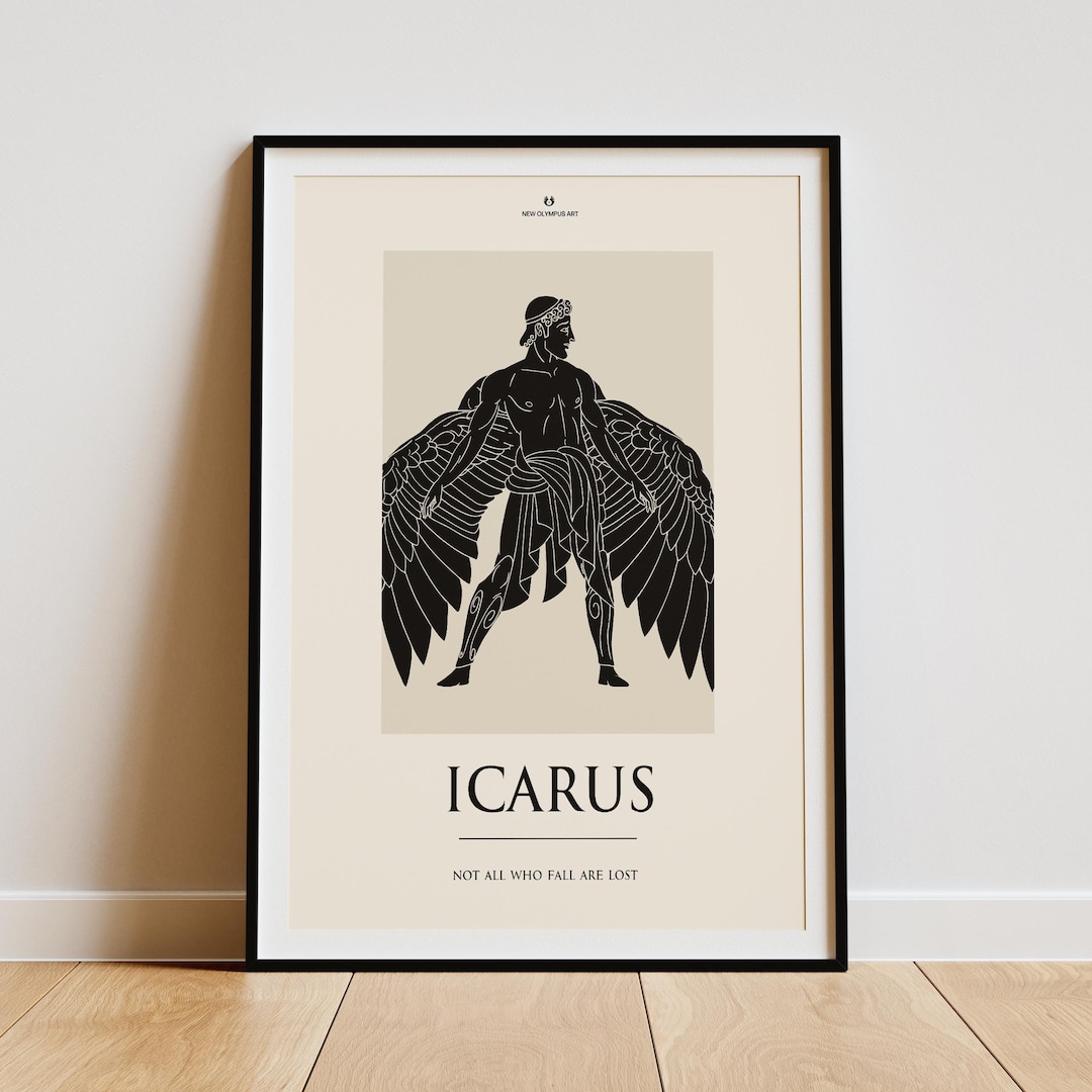 Greek Icarus Art Printable, Greek Mythology Art, Neutral Wall Art, Man ...