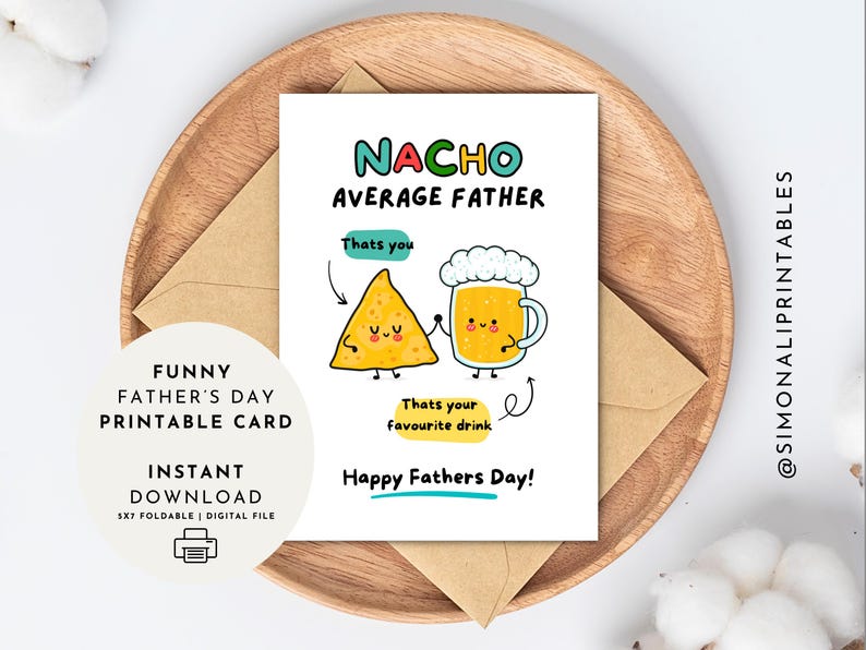 Nacho Average Father Printable Card – Funny Father’s Day Card – Pun ...