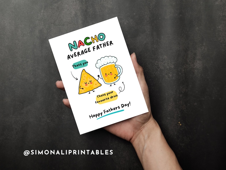 Nacho Average Father Printable Card – Funny Father’s Day Card – Pun ...