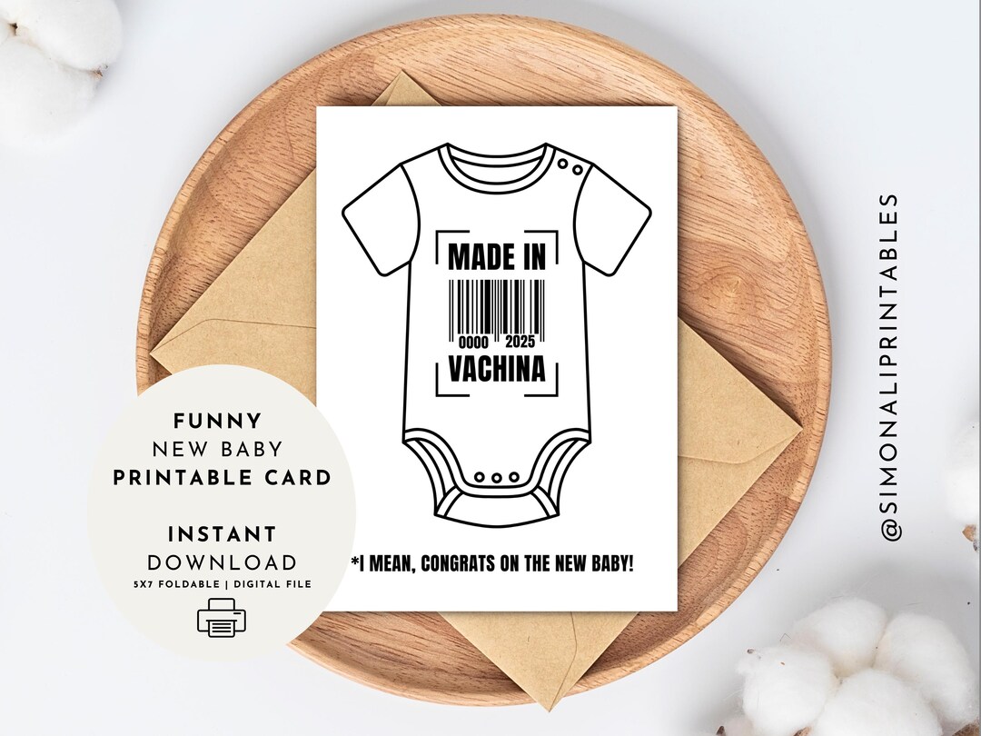 Funny New Baby Card Printable - "made in Vachina" - Hilarious Baby ...