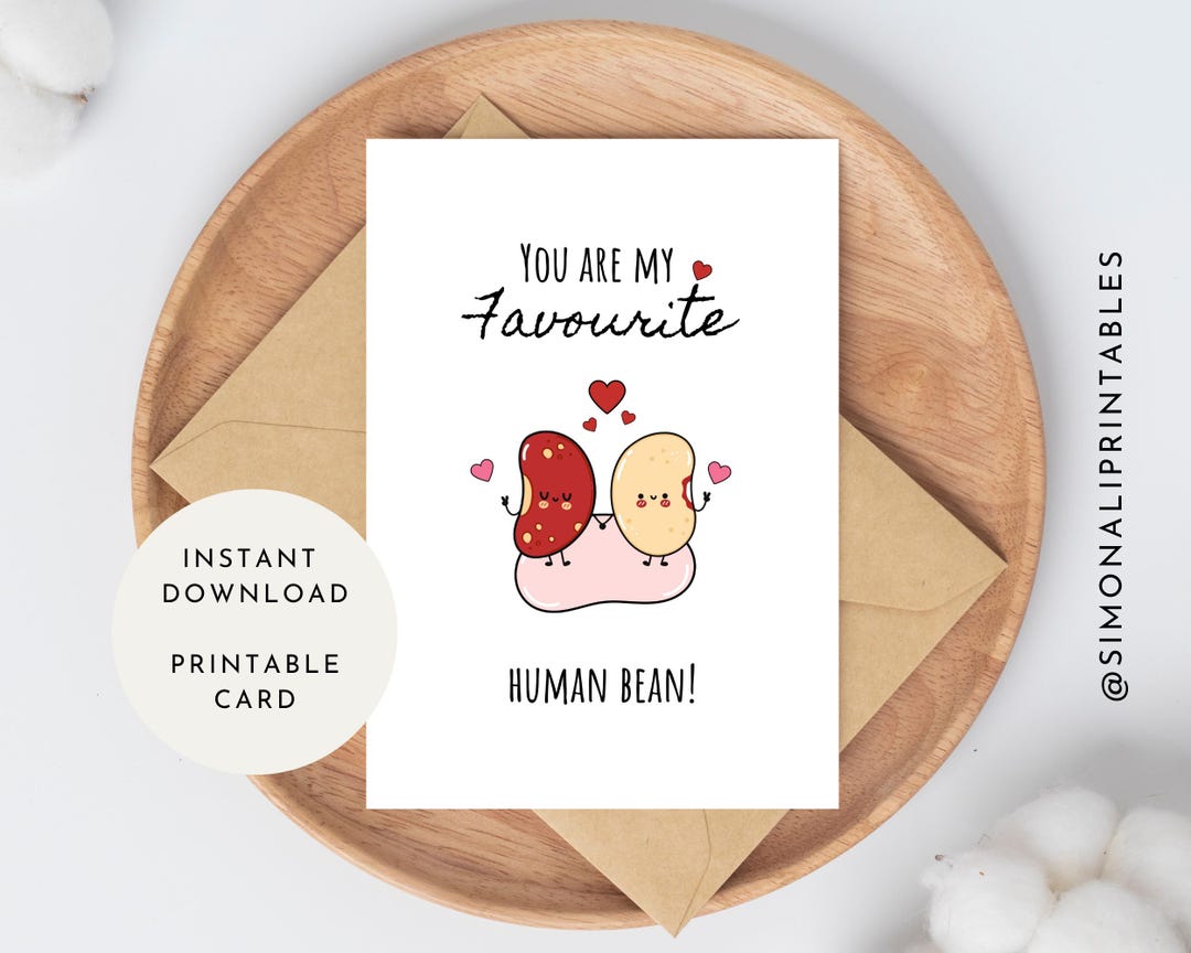Favourite Human Bean Card – Funny Printable Love Pun | Cute Valentine’s ...