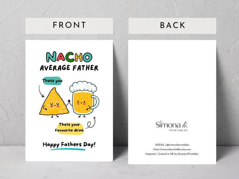 Nacho Average Father Printable Card – Funny Father’s Day Card – Pun ...