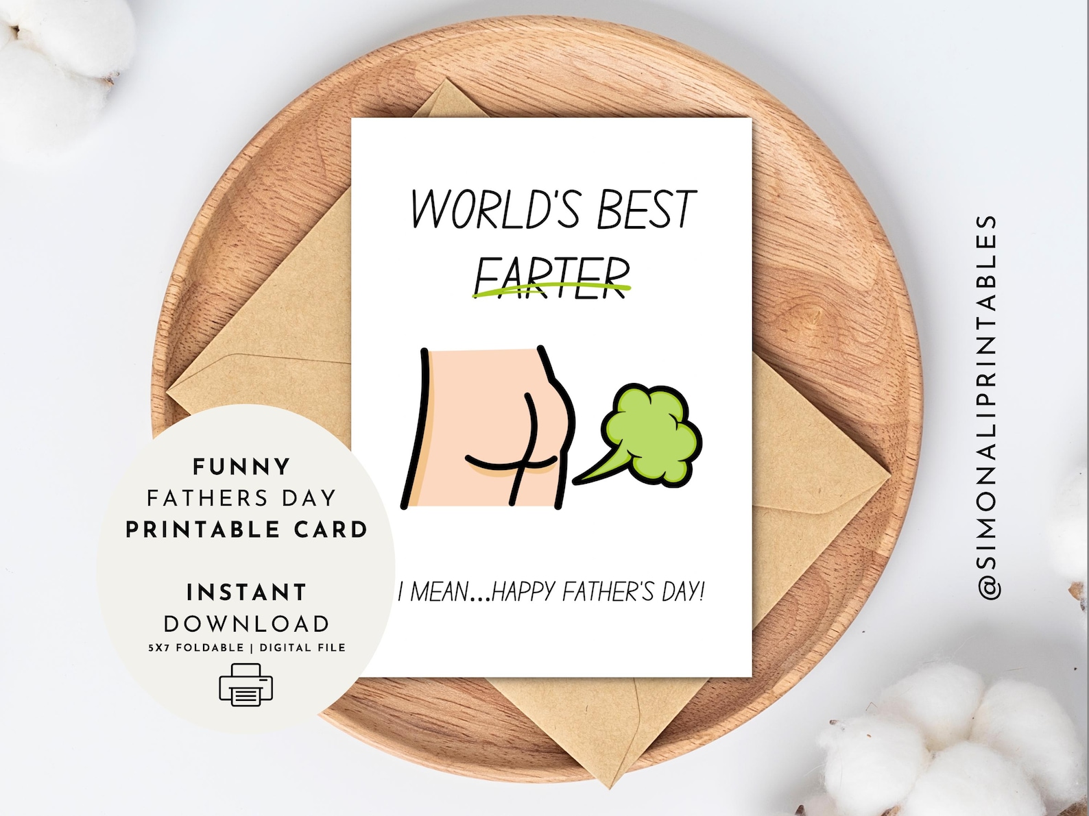 World's Best Farter Funny Dad Printable Card Fathers Day Gift | Rude ...