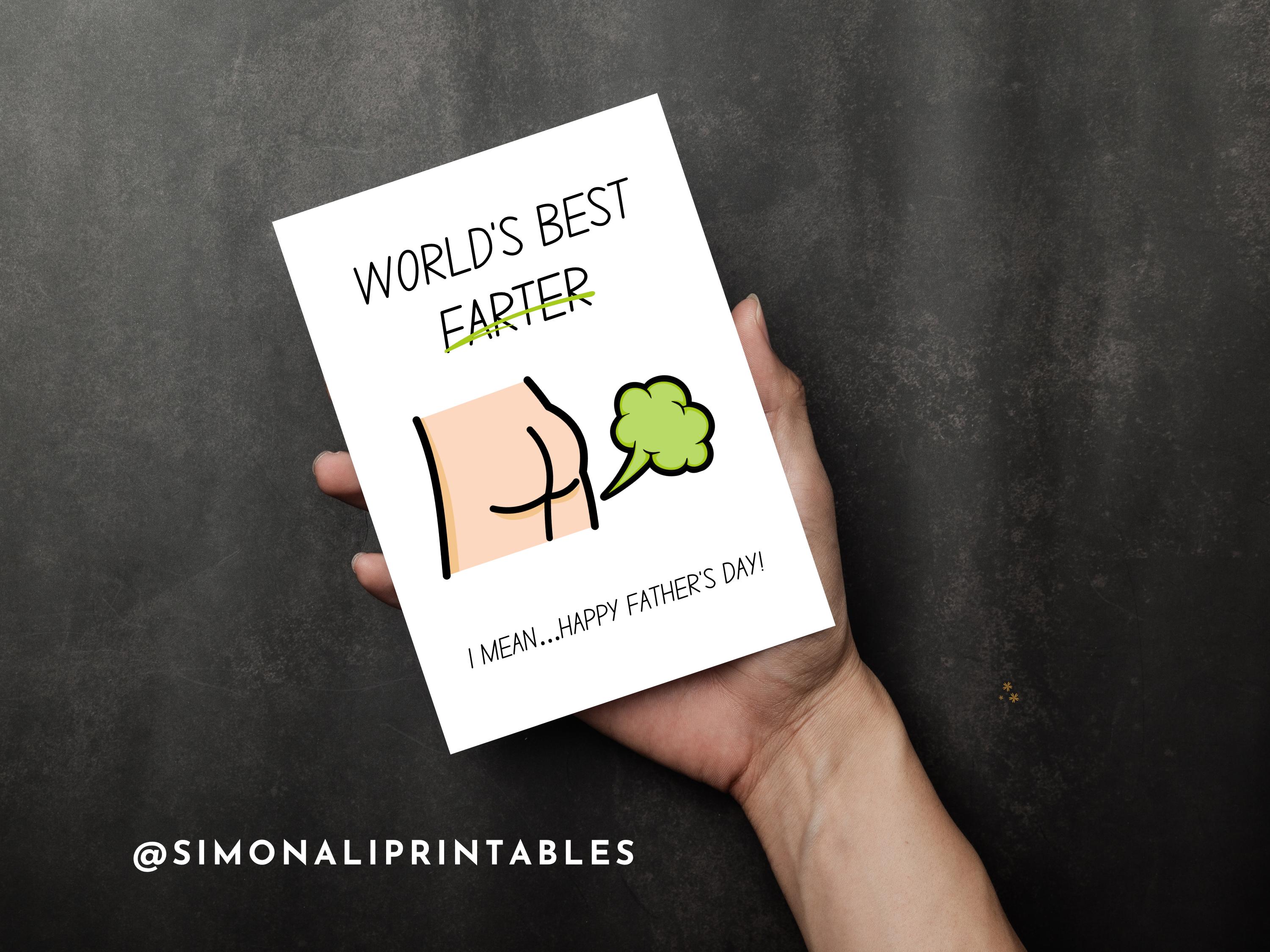 World's Best Farter Funny Dad Printable Card Fathers Day Gift | Rude ...