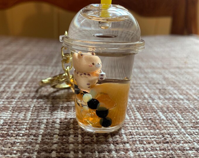 Boba Kawaii Liquid Keychain - Etsy