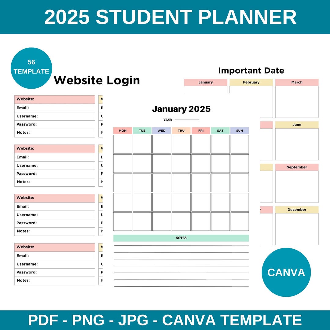 2025 Student Digital Planner Goodnotes Academic Planner Dated Student ...