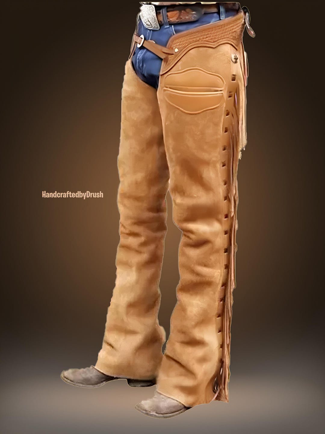 Handcrafted Basketweave Leather Chaps With Buckle Closure Western ...