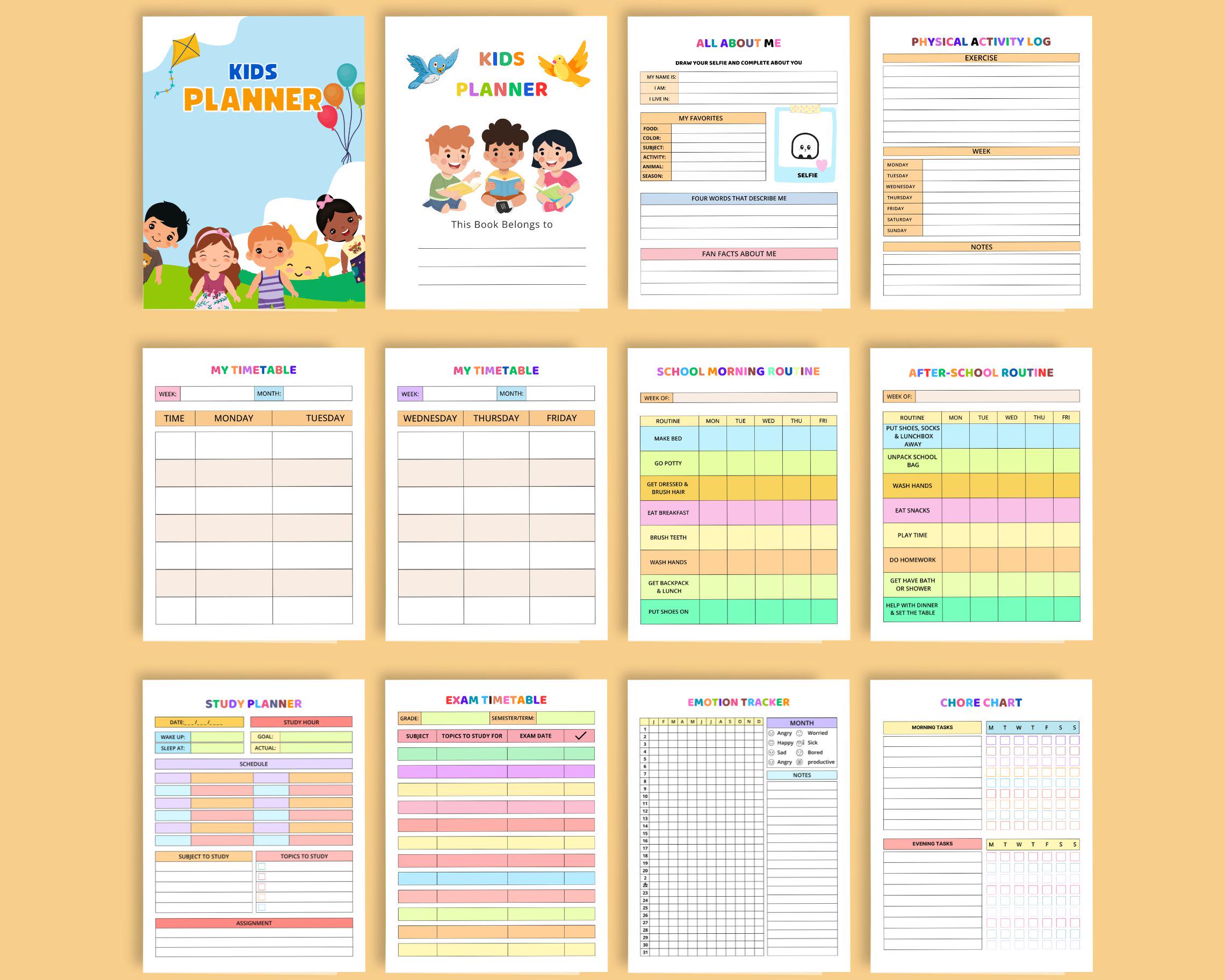 Printable Kids Planner PDF – 54-page Children's Organizer With Free ...