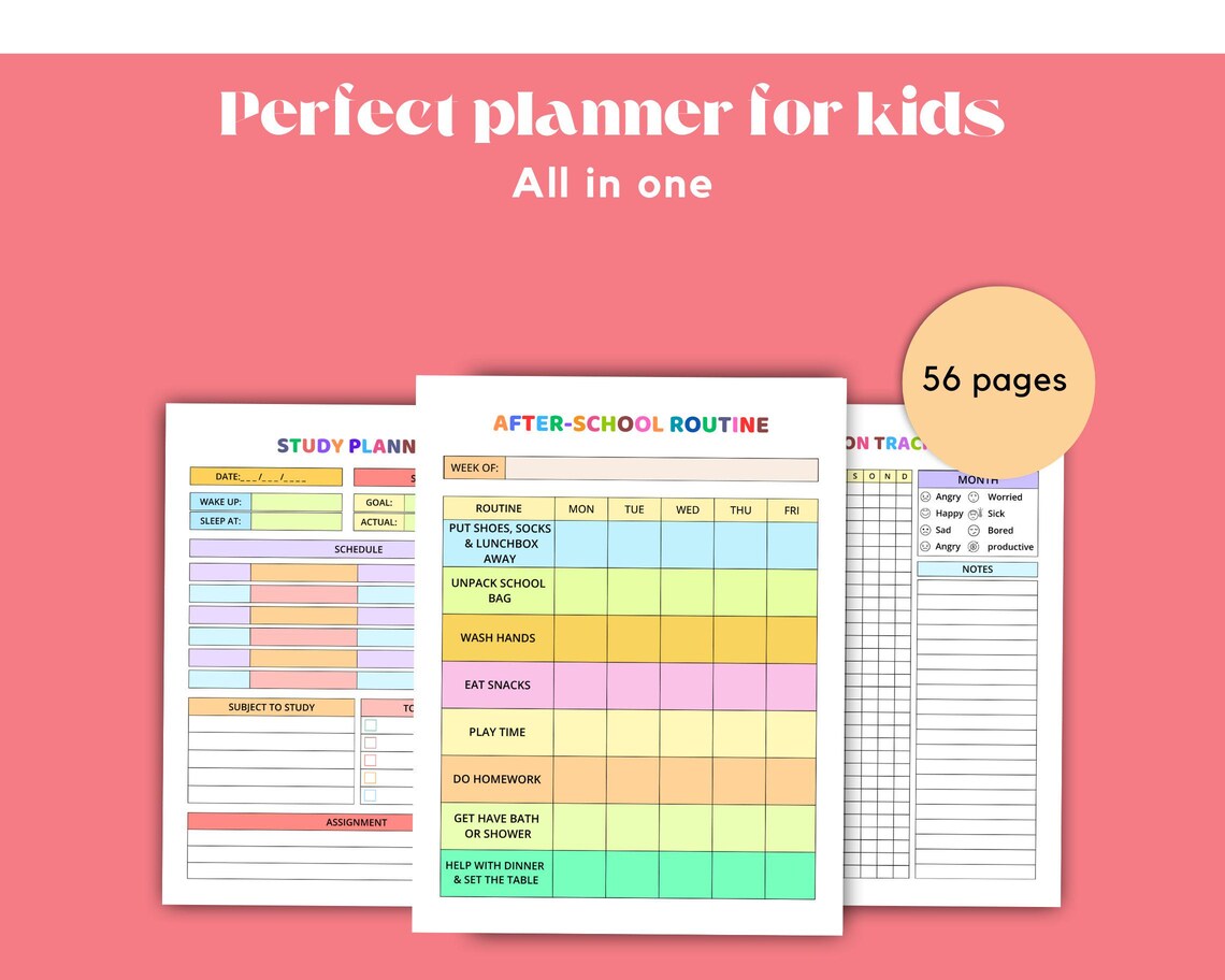 Printable Kids Planner PDF – 54-page Children's Organizer With Free ...