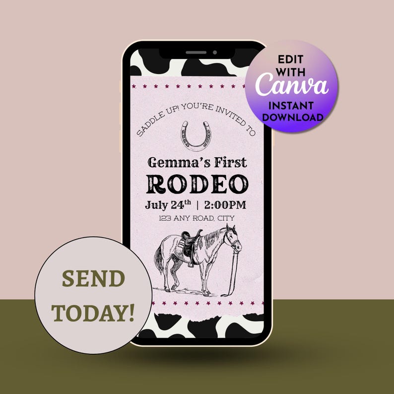 Editable My First Rodeo Invitation, Cowboy Birthday Invitation, Rodeo ...