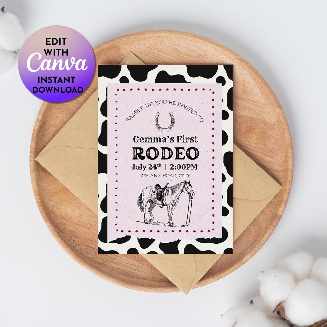 Editable My First Rodeo Invitation, Cowboy Birthday Invitation, Rodeo ...