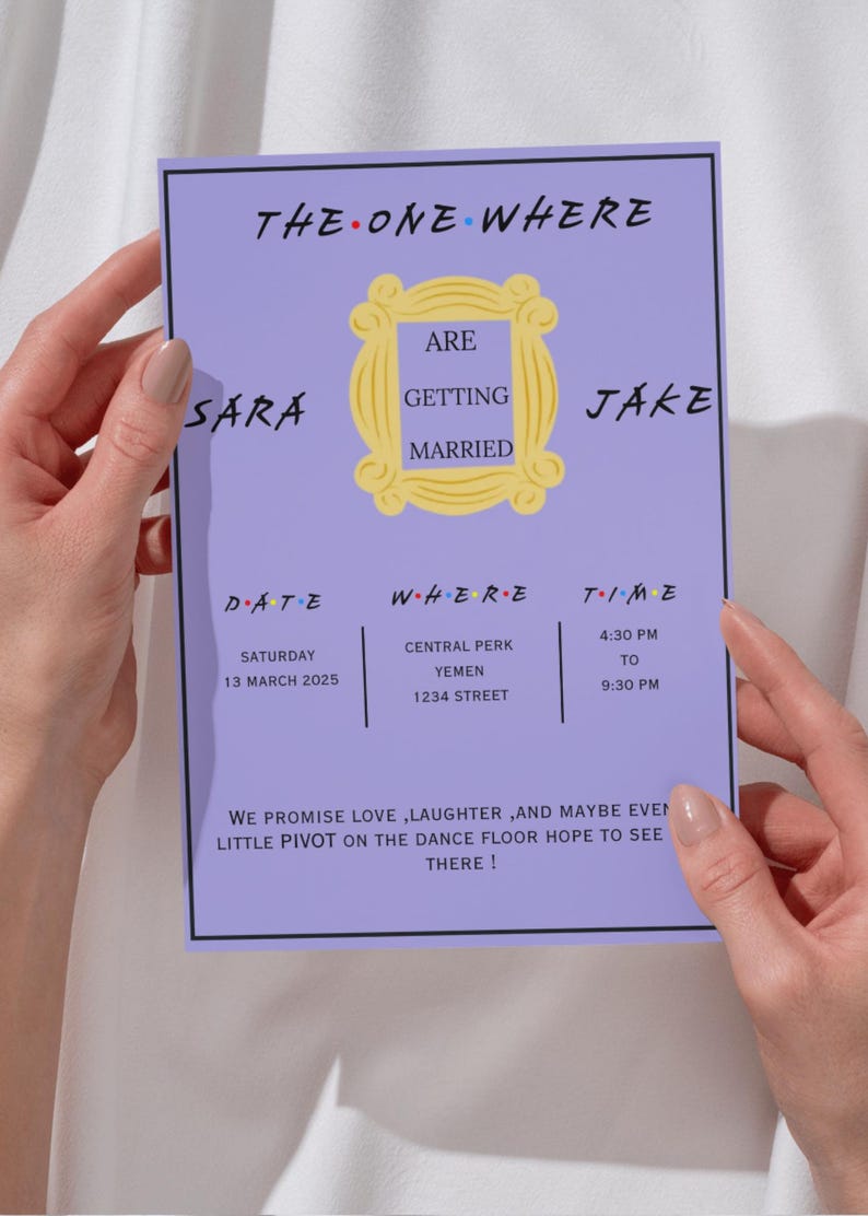 Editable Friends-themed Wedding Invitation | Friends TV Show Wedding ...