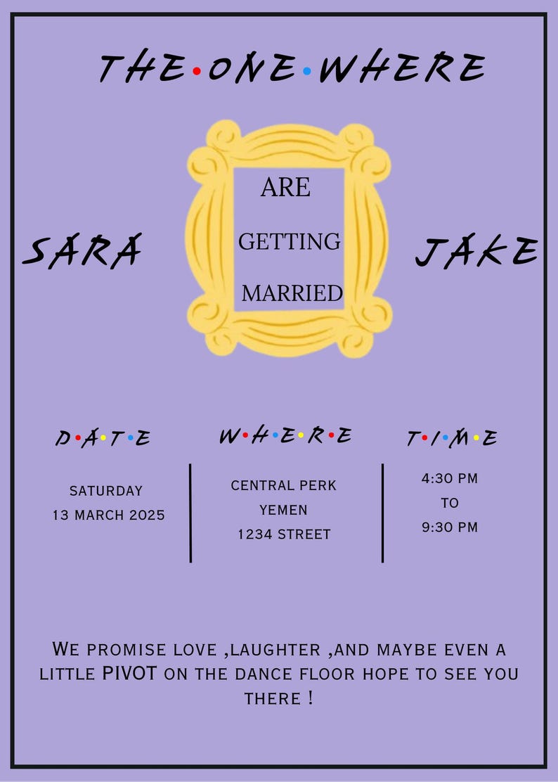 Editable Friends-themed Wedding Invitation | Friends TV Show Wedding ...