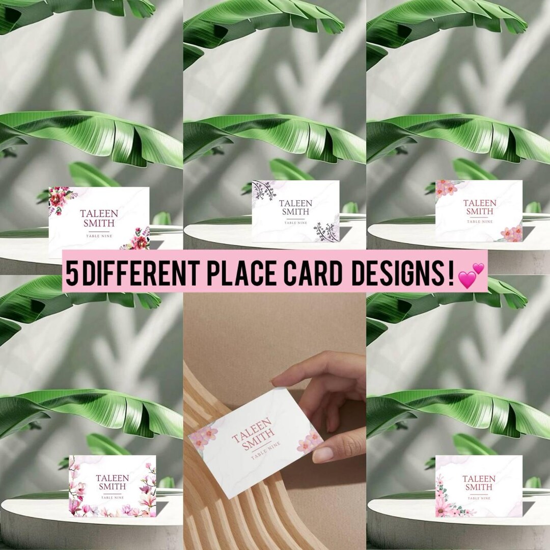 Elegant Wedding Place Cards Template | Printable Name Cards | Table ...
