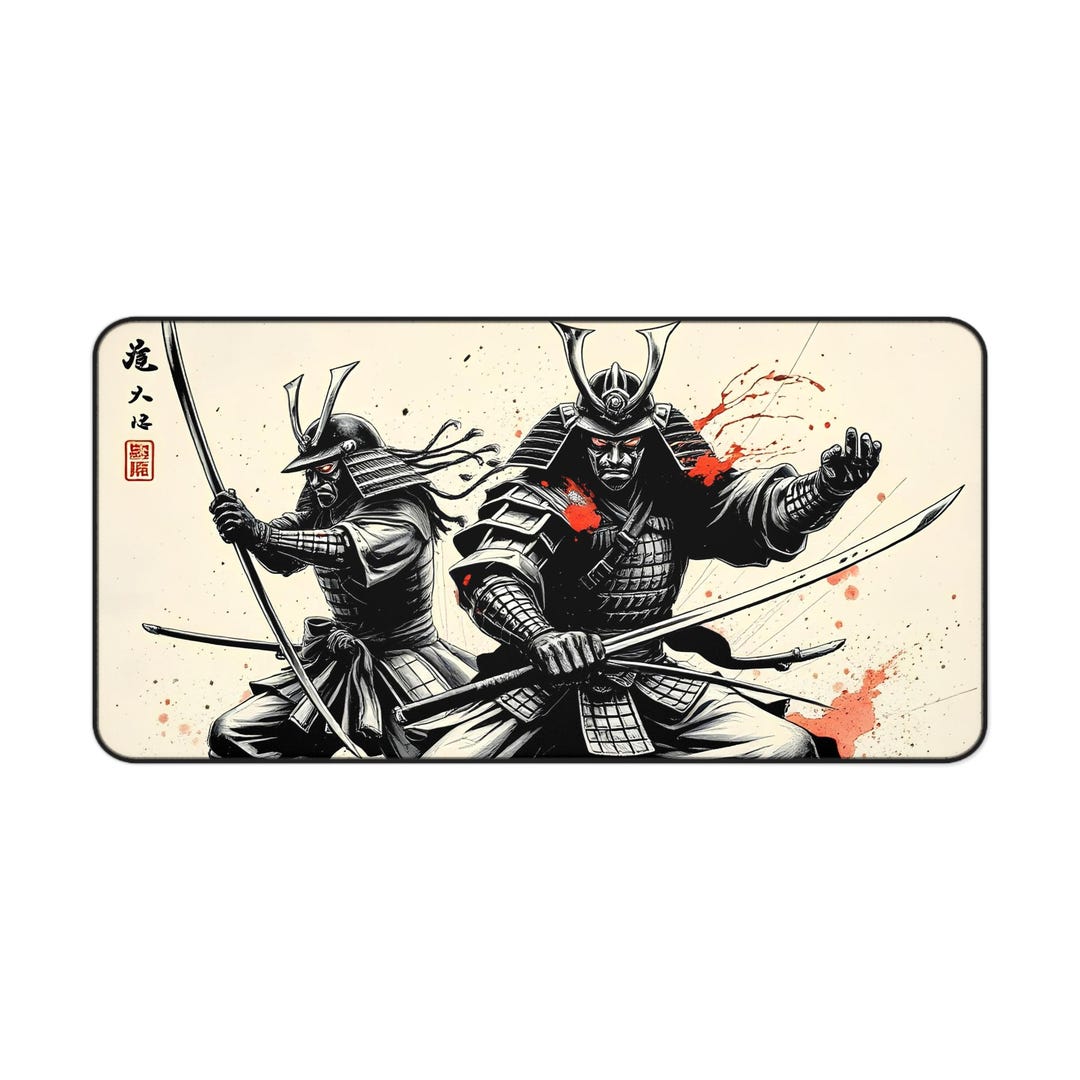 Desk Mat, Gaming Mouse Pad With Picture of Two Samurai, Samurai Desk ...