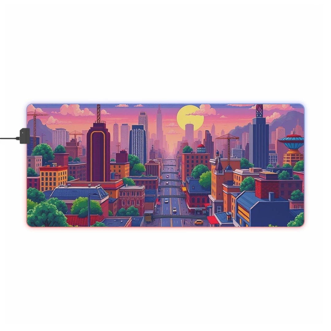 LED Gaming Mouse Pad, Animated City Design LED Desk Mat for Gamers ...