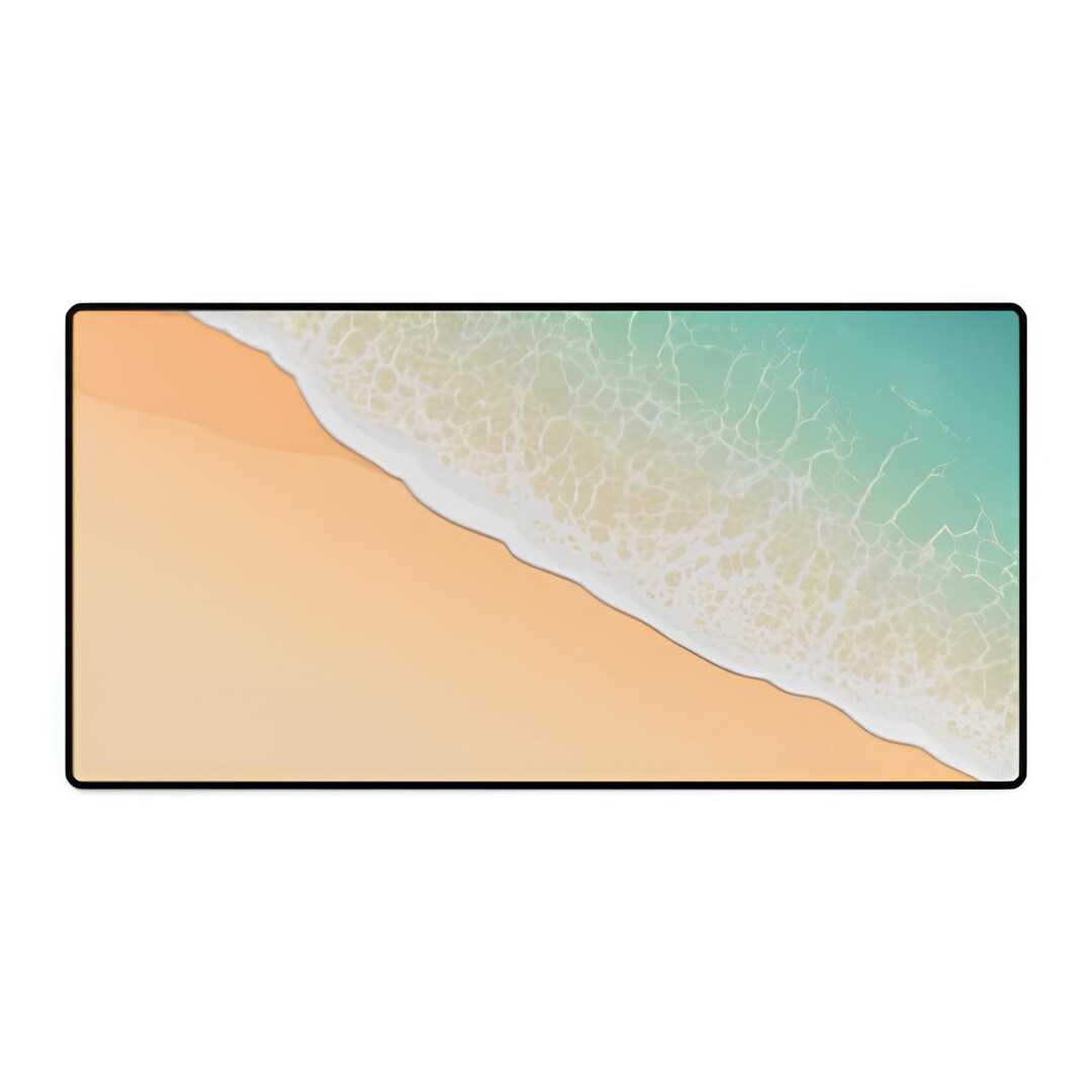 Beach Tide Desk Mat, Ocean Waves Work Surface Protector, Coastal Office ...