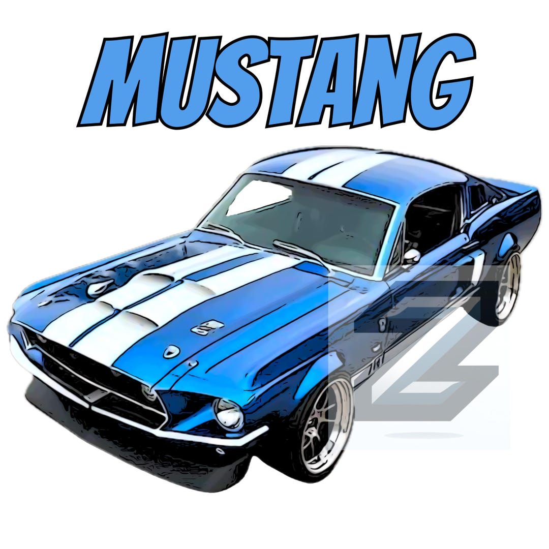 Blue Ford Mustang Clip Art – Classic Muscle Car PNG – High Resolution ...