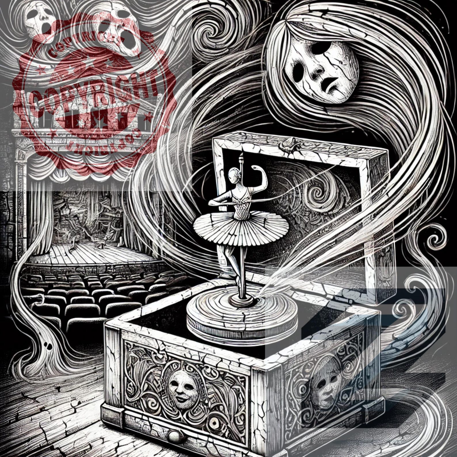 Hauntingly Beautiful Ballerina Music Box Digital Art for Download ...