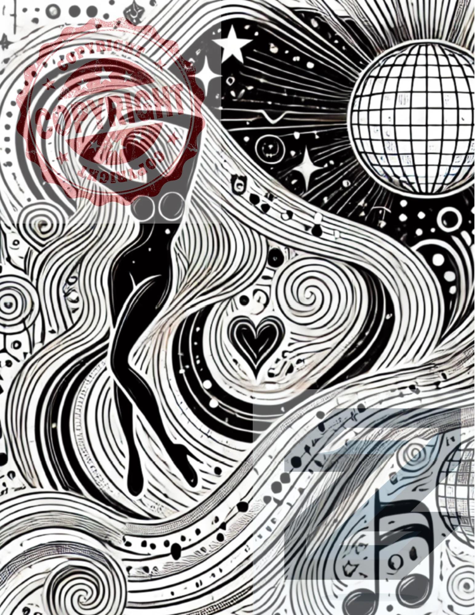 Disco Music Abstract Coloring Pages: Groovy Patterns to Ignite Your ...