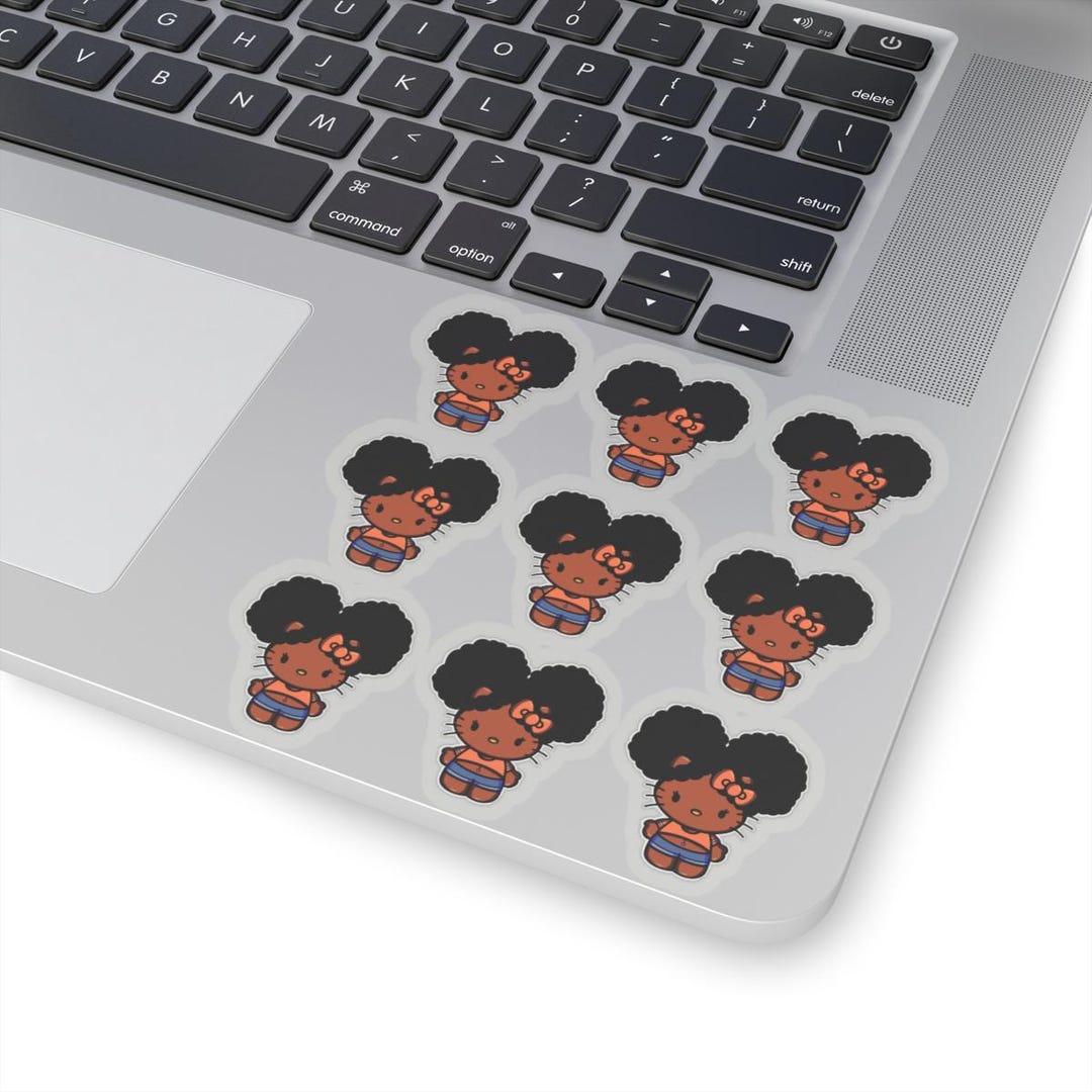 Black Girl Hello Kitty Kiss-cut Stickers, Cute Laptop Decals, African American Planner ...