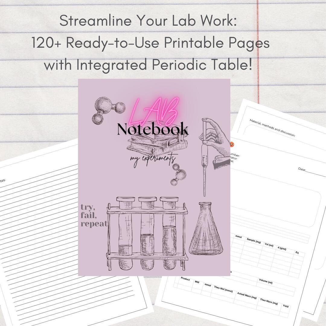 Printable Lab Notebook, Lab Notebook, Research Lab Notebook, Printable ...