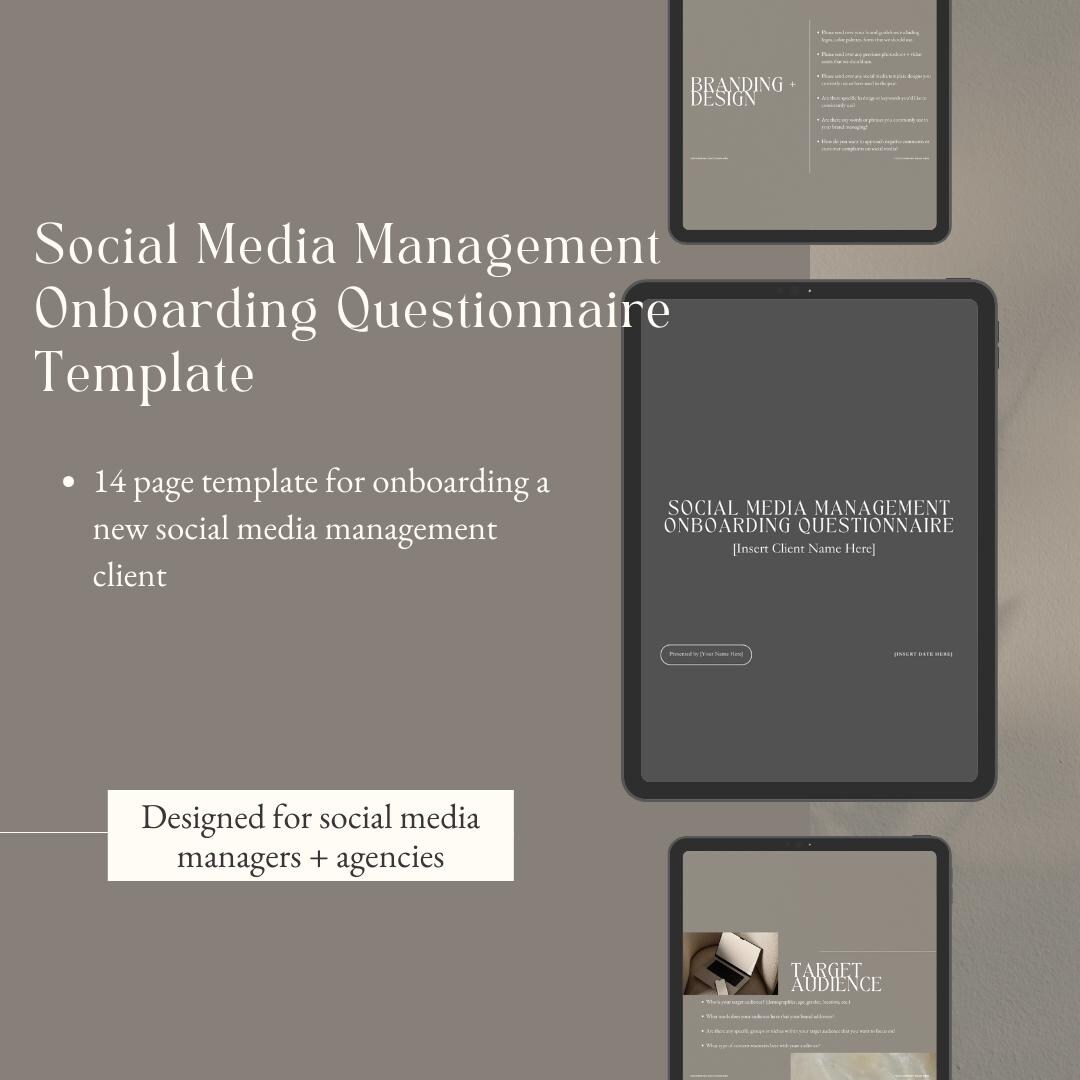 Social Media Management Onboarding Questionnaire Template for New ...