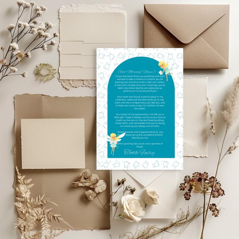 Tooth Fairy Letter Digital Download, Tooth Fairy for Kids, Editable ...