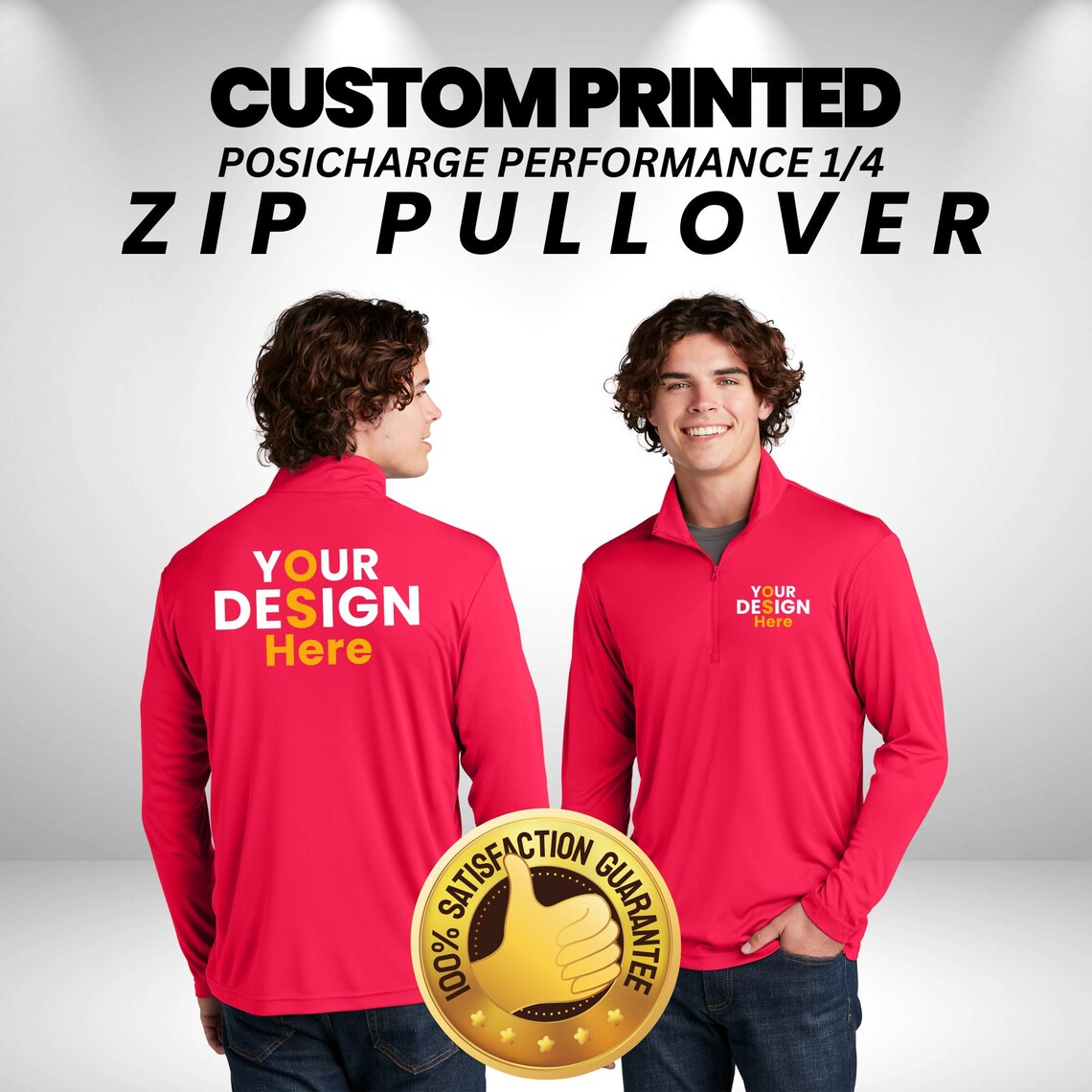 Custom Quarter Zip, Custom Printed Text Logo Sweatshirt, Monogram Zip ...