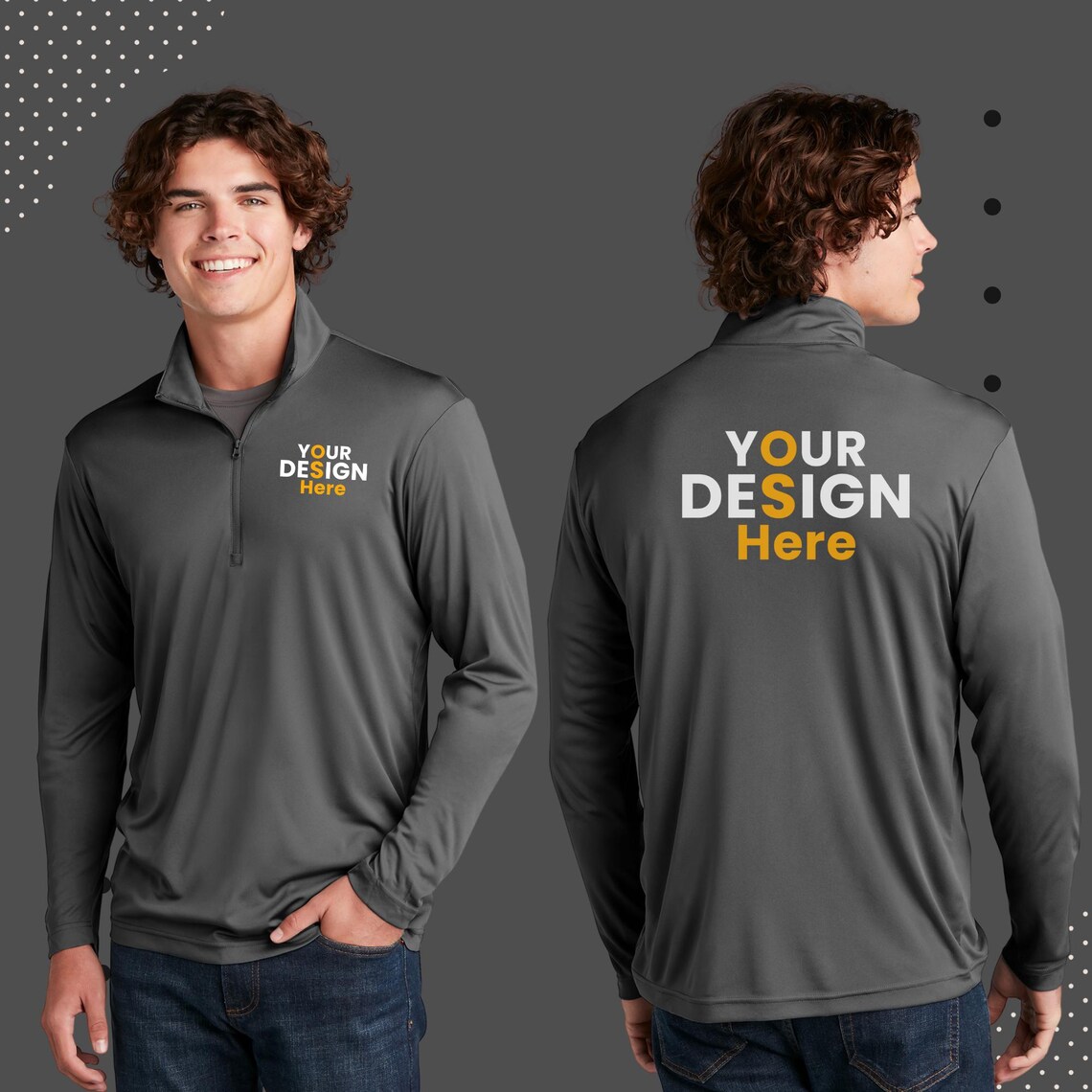 Custom Quarter Zip, Custom Printed Text Logo Sweatshirt, Monogram Zip ...