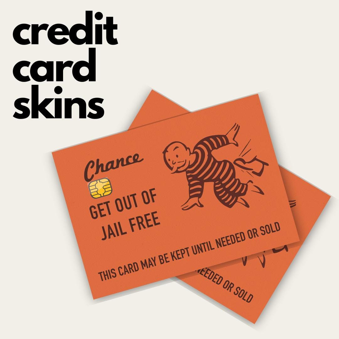 Monopoly Get Out of Jail Card Sticker Bank / Debit / Credit Card Skin ...
