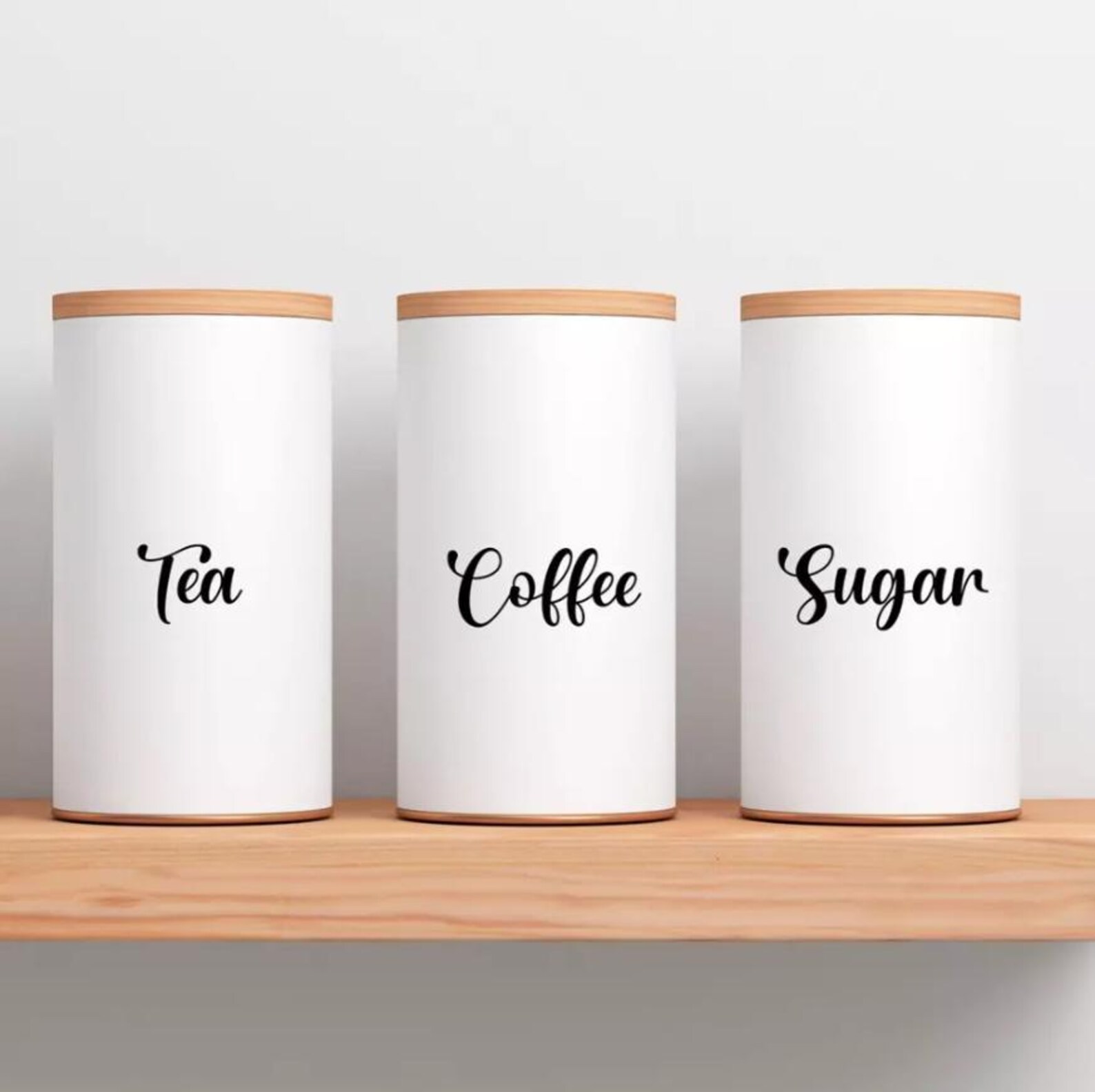 X3 Coffee Tea Sugar Jar Label Kitchen Decals Adhesive Canisters ...