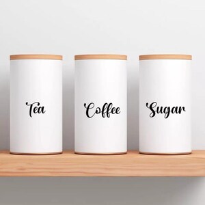 X3 Coffee Tea Sugar Jar Label Kitchen Decals Adhesive Canisters ...
