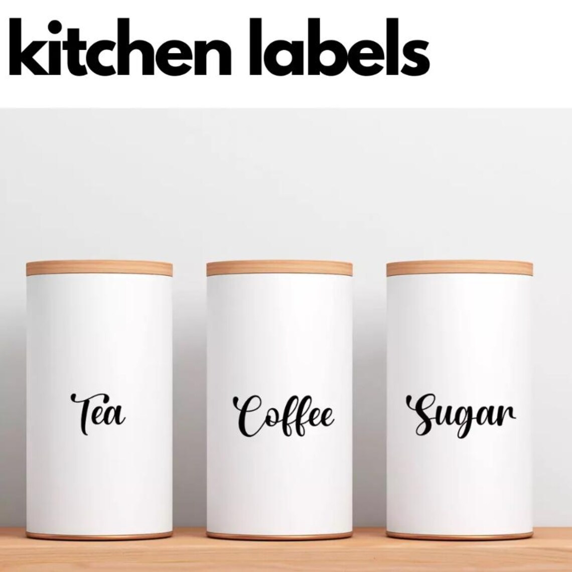 X3 Coffee Tea Sugar Jar Label Kitchen Decals Adhesive Canisters ...