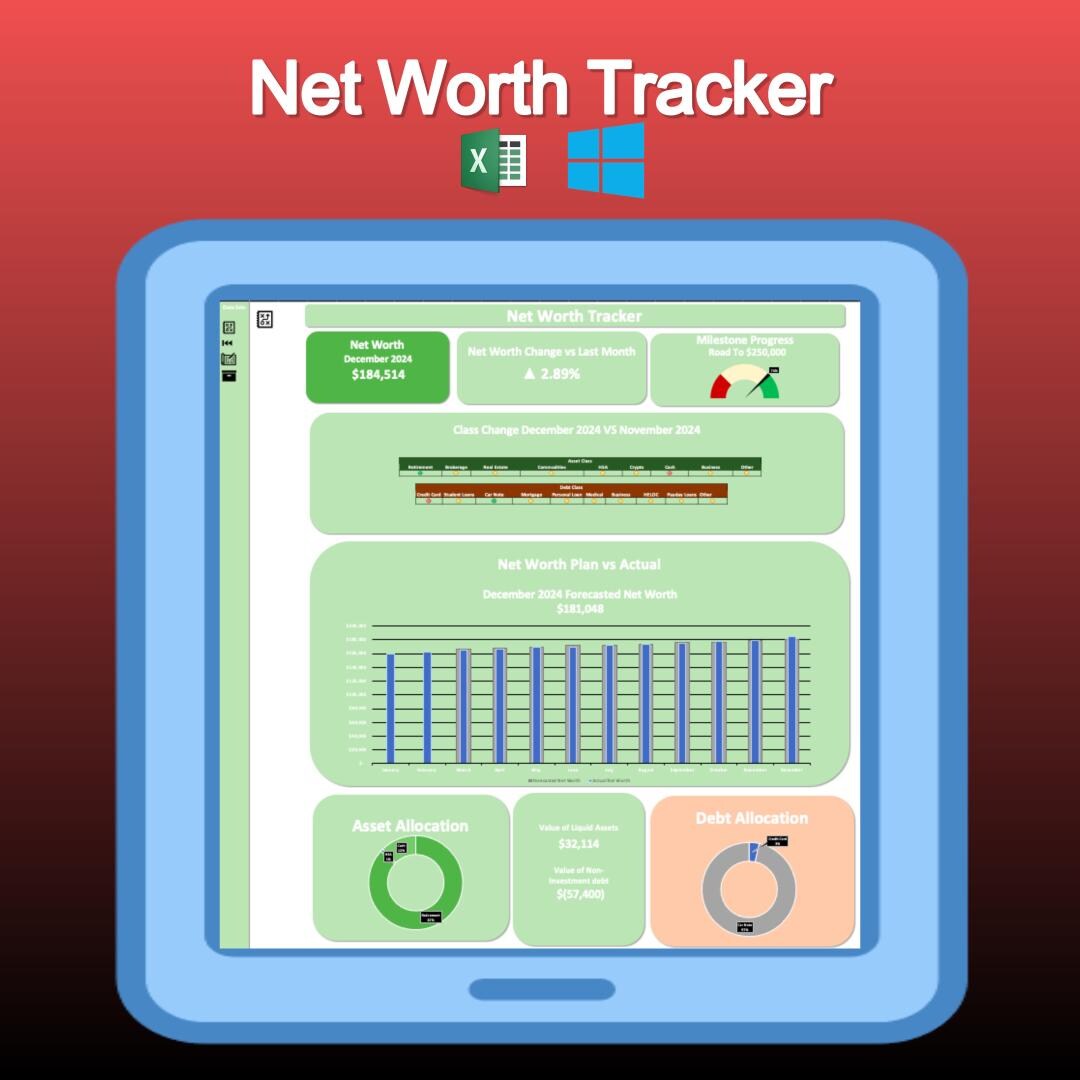 Windows Net Worth Tracker Excel Spreadsheet to Manage Assets ...
