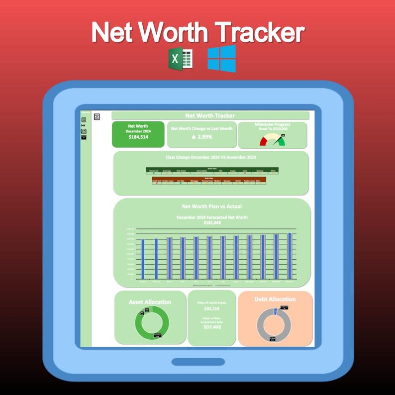 Windows Net Worth Tracker Excel Spreadsheet to Manage Assets ...