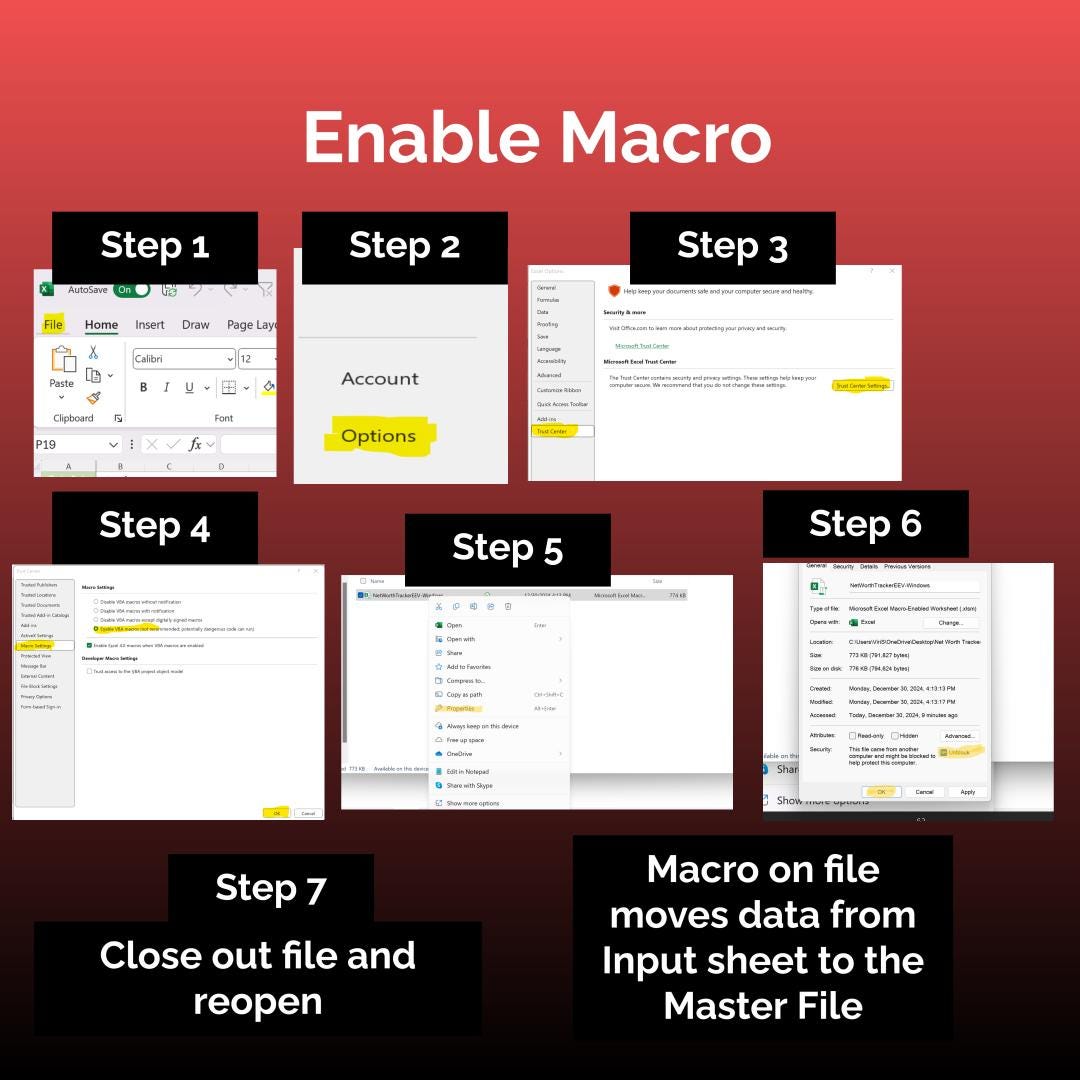 Windows Net Worth Tracker Excel Spreadsheet to Manage Assets ...