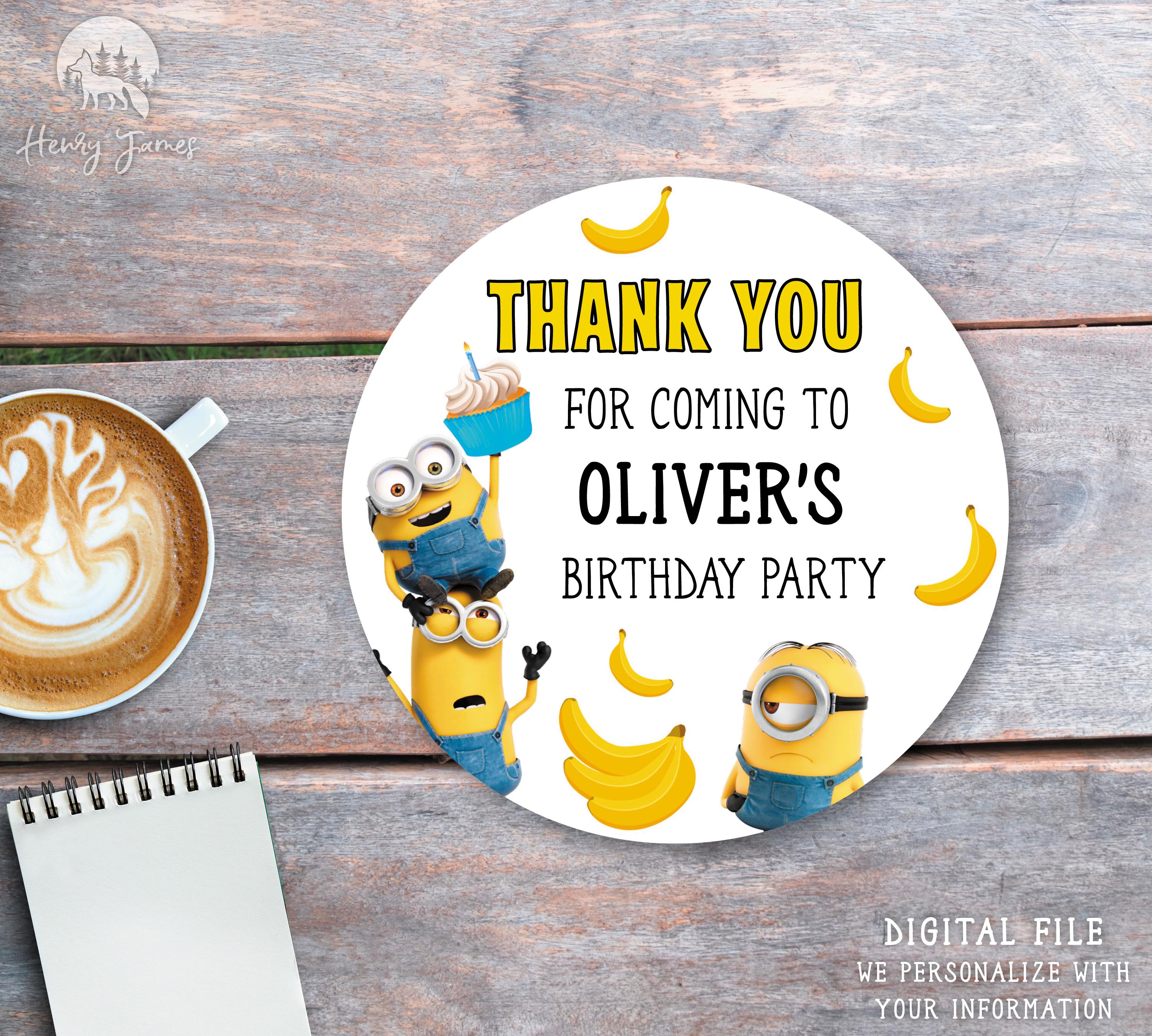 Minions Favor Sticker, Despicable Me Personalized Circle Label ...