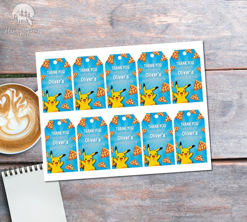 Pokemon Birthday Thank You Tag, Pikachu Thank You Tags, Pokemon Pizza ...