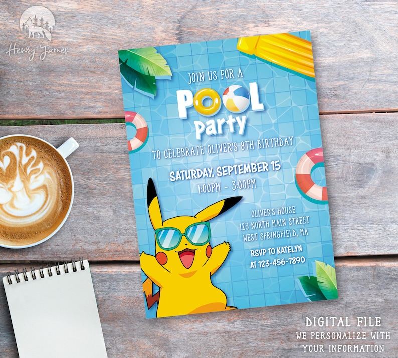 Invitación de cumpleaños de Pokémon, invitación de cumpleaños de ...