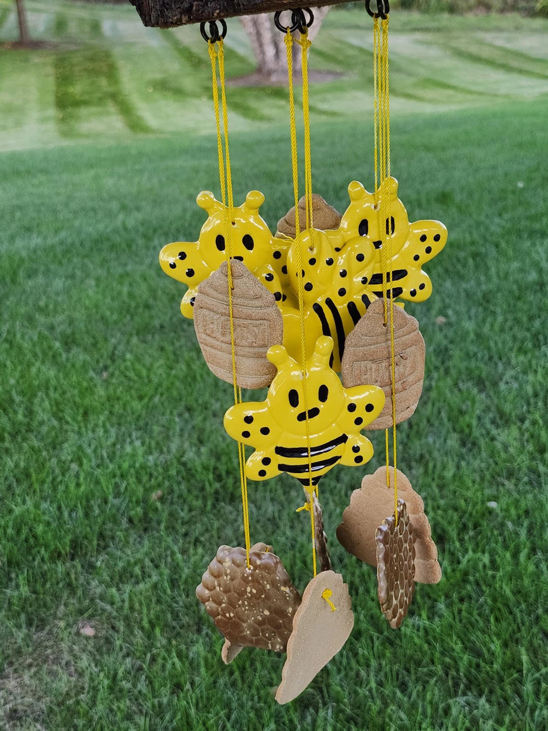 Handcrafted Bees and Honey Pot Wind Chime: Enchanting Garden Decor for ...