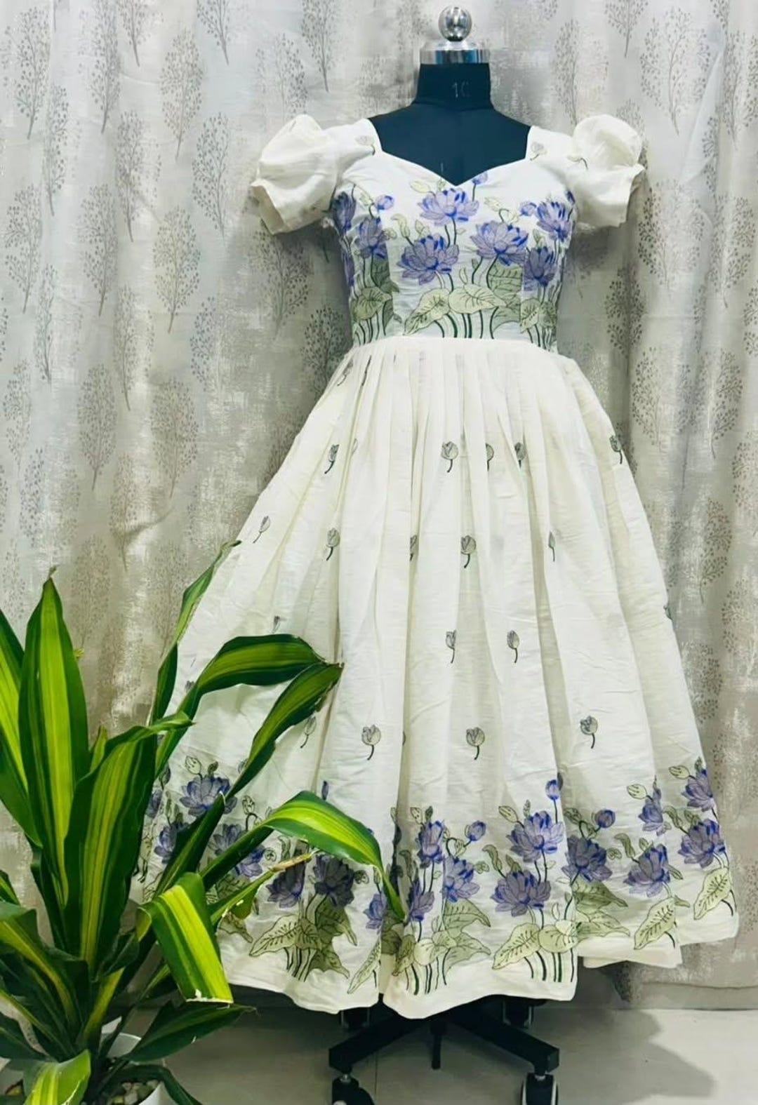 White Floral Embroidery Kota Frock/gown - Etsy