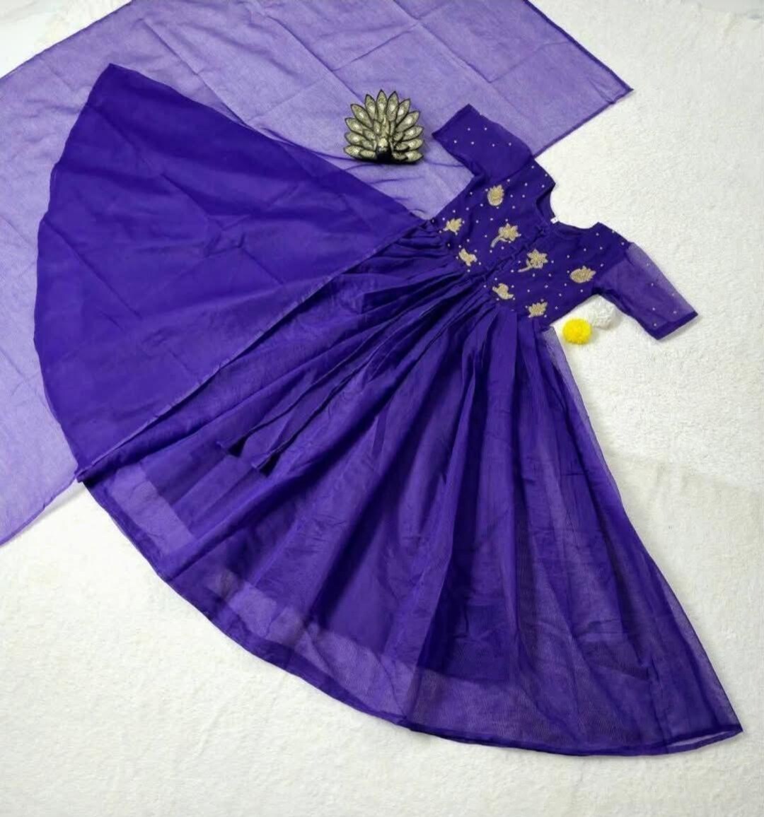 Imperial Blue Kota Long Frock - Etsy