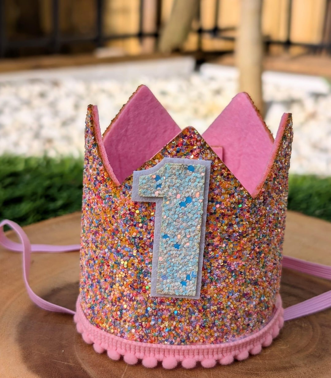 Pink Glitter Birthday Crown, Cake Smash Crown, Glitter Birthday Crown ...