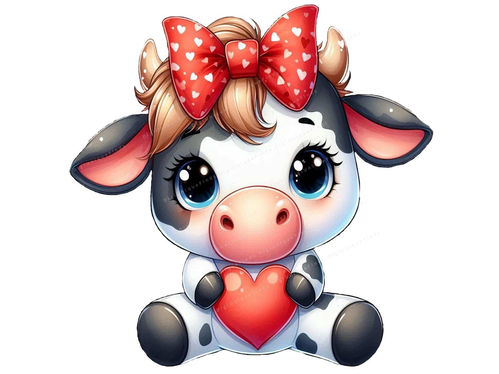 Cute Baby Cow Clipart Set of 4, Heifer Cow Png Design for Cow Lovers ...