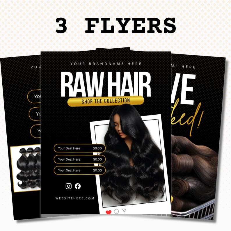 Hair Flyer Template Bundle Canva DIY Hair Flyer Book Now Flyer Raw Hair ...