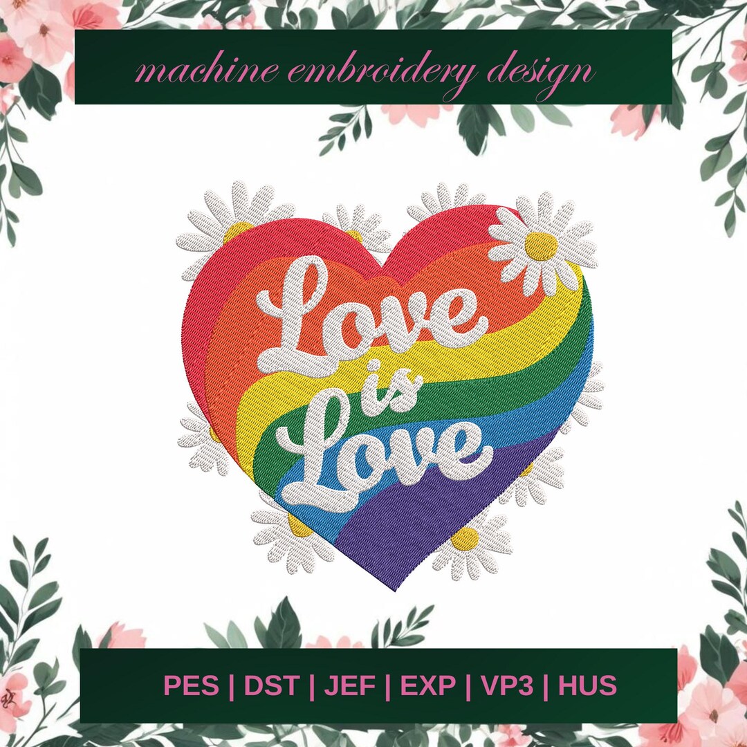 Love is Love Embroidery Designs, Heart Love Machine Embroidery Designs ...