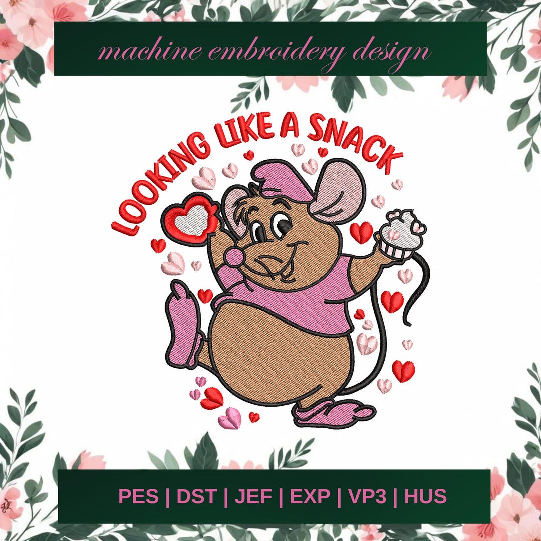 Valentine Lookin Like A Snack Embroidery Designs, Pink Mouse Machine ...